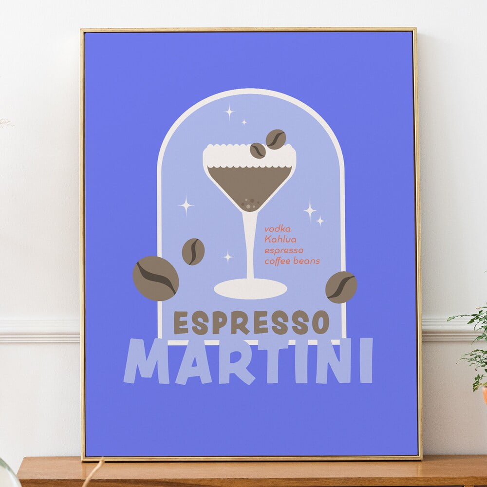 Espresso Martini Print Bar Cart Decor Cocktail Poster Retro Bar Cart ...