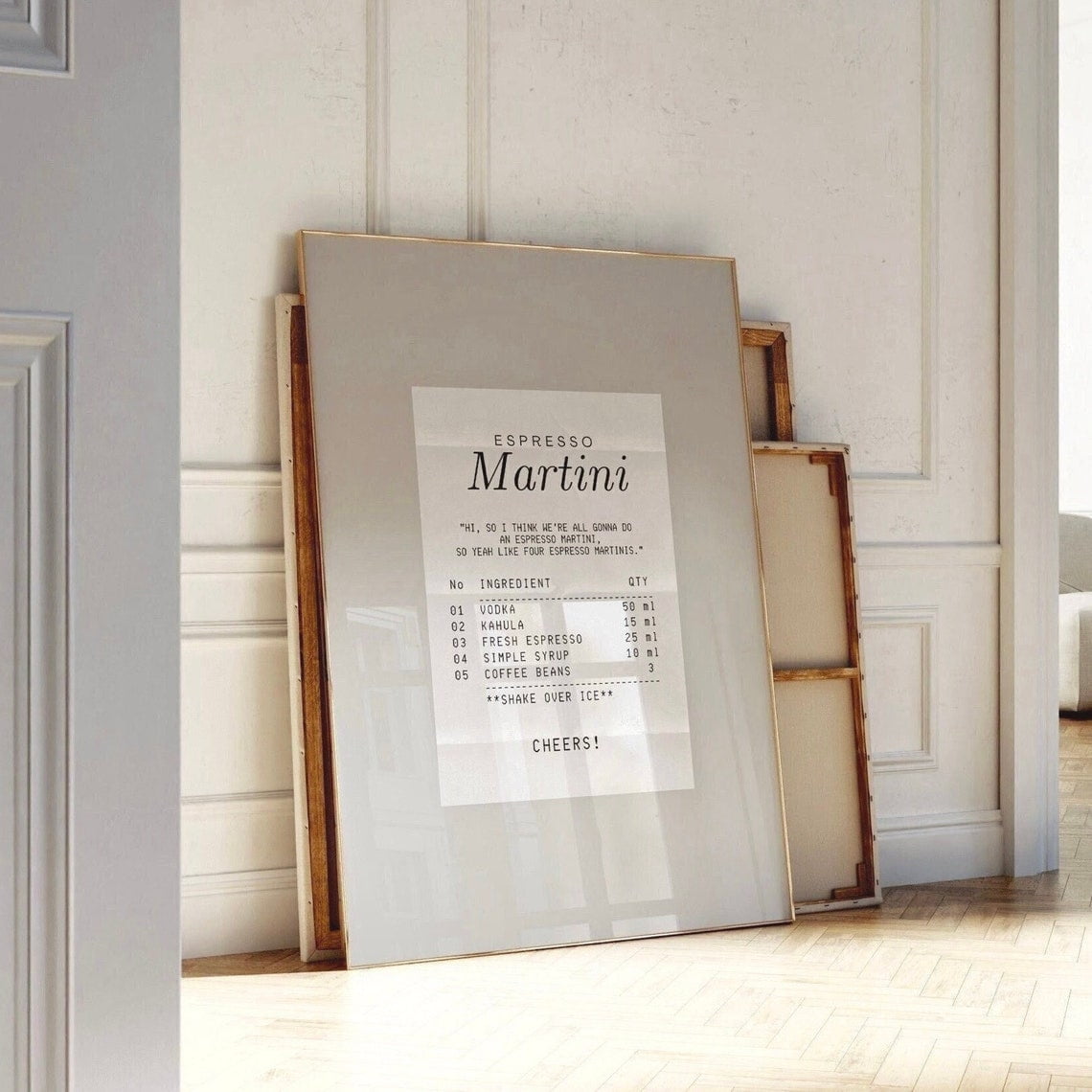Espresso Martini Print Cocktail Recipe Receipt Print Trendy Minimalist ...