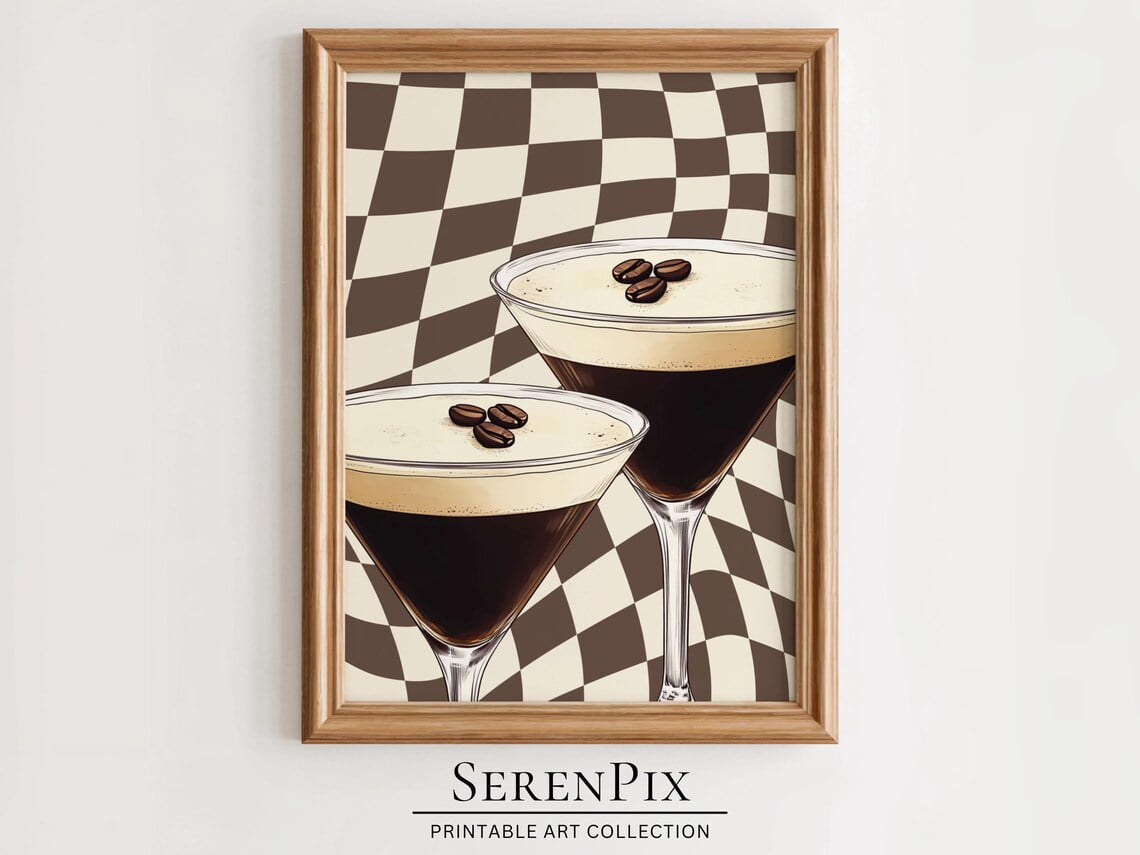 Espresso Martini Print, Kitchen Wall Art, Retro Espresso Art, Espresso ...