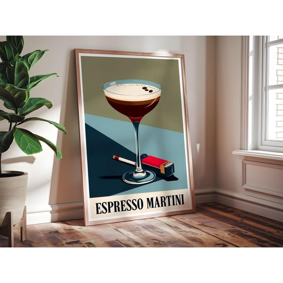 Espresso Martini Retro Cocktail Poster - Stylish Home Decor Perfect ...