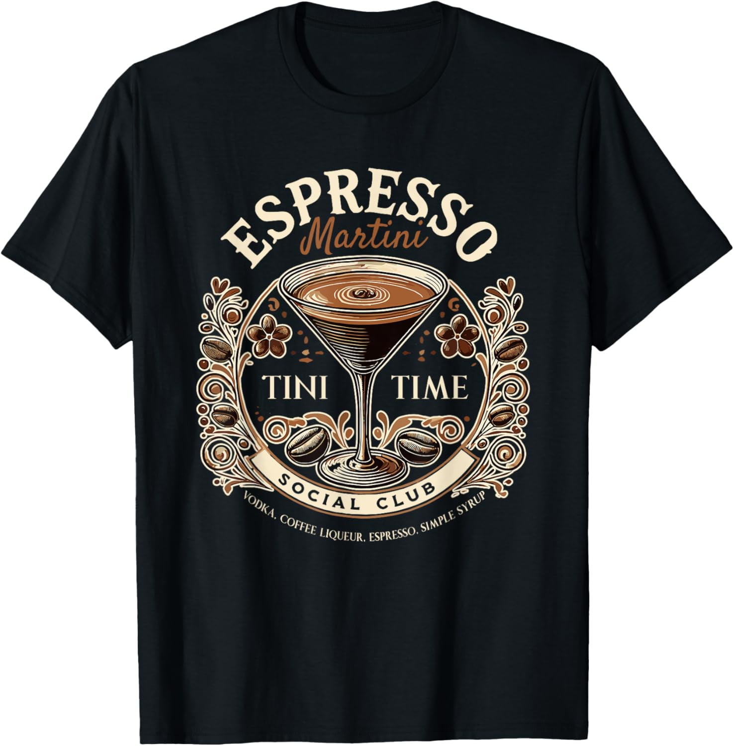 Espresso Martini Social Club Cocktail Retro Drinking T-Shirt - Walmart.com