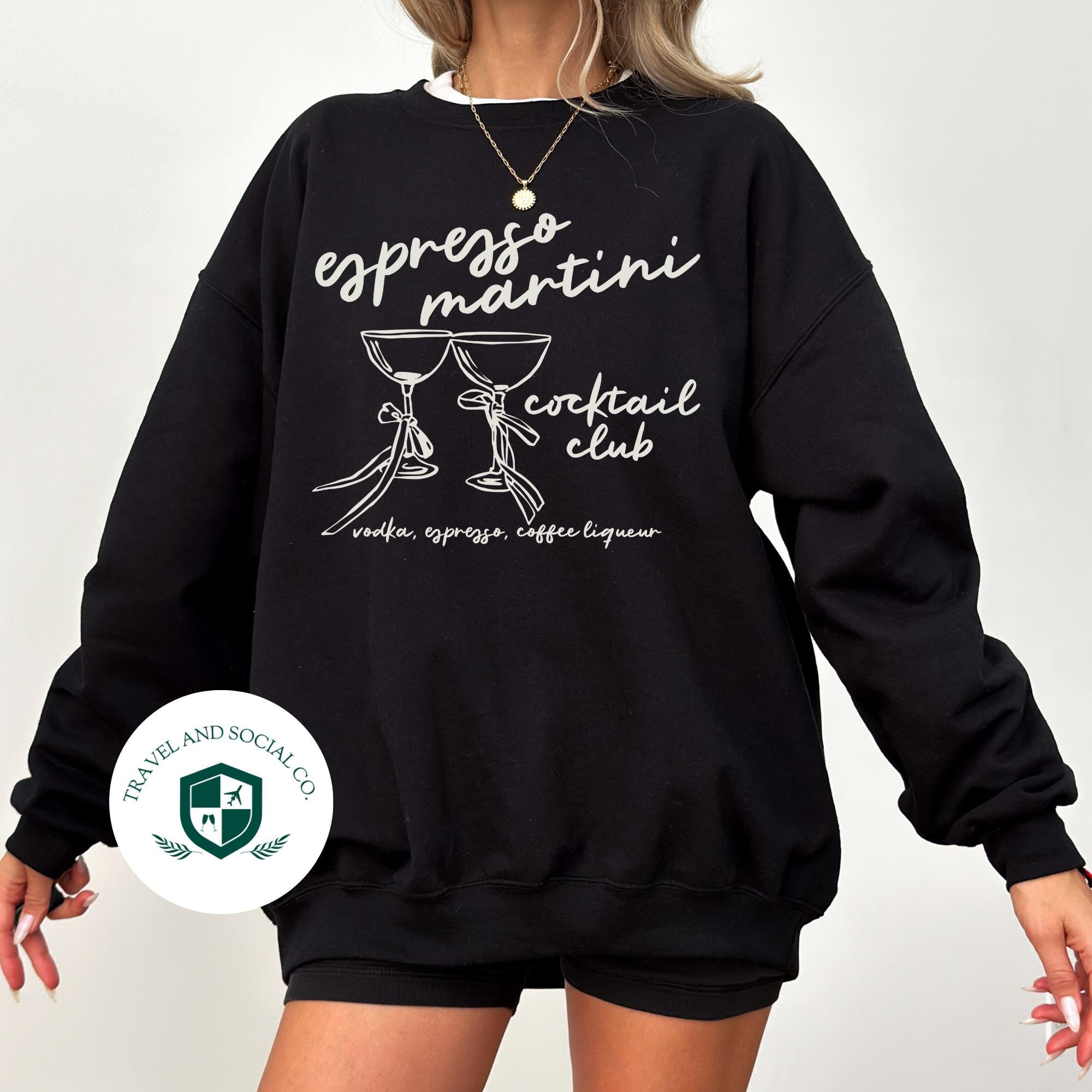 Espresso Martini Social Club Crewneck T-Shirt Boho Style Cocktail ...