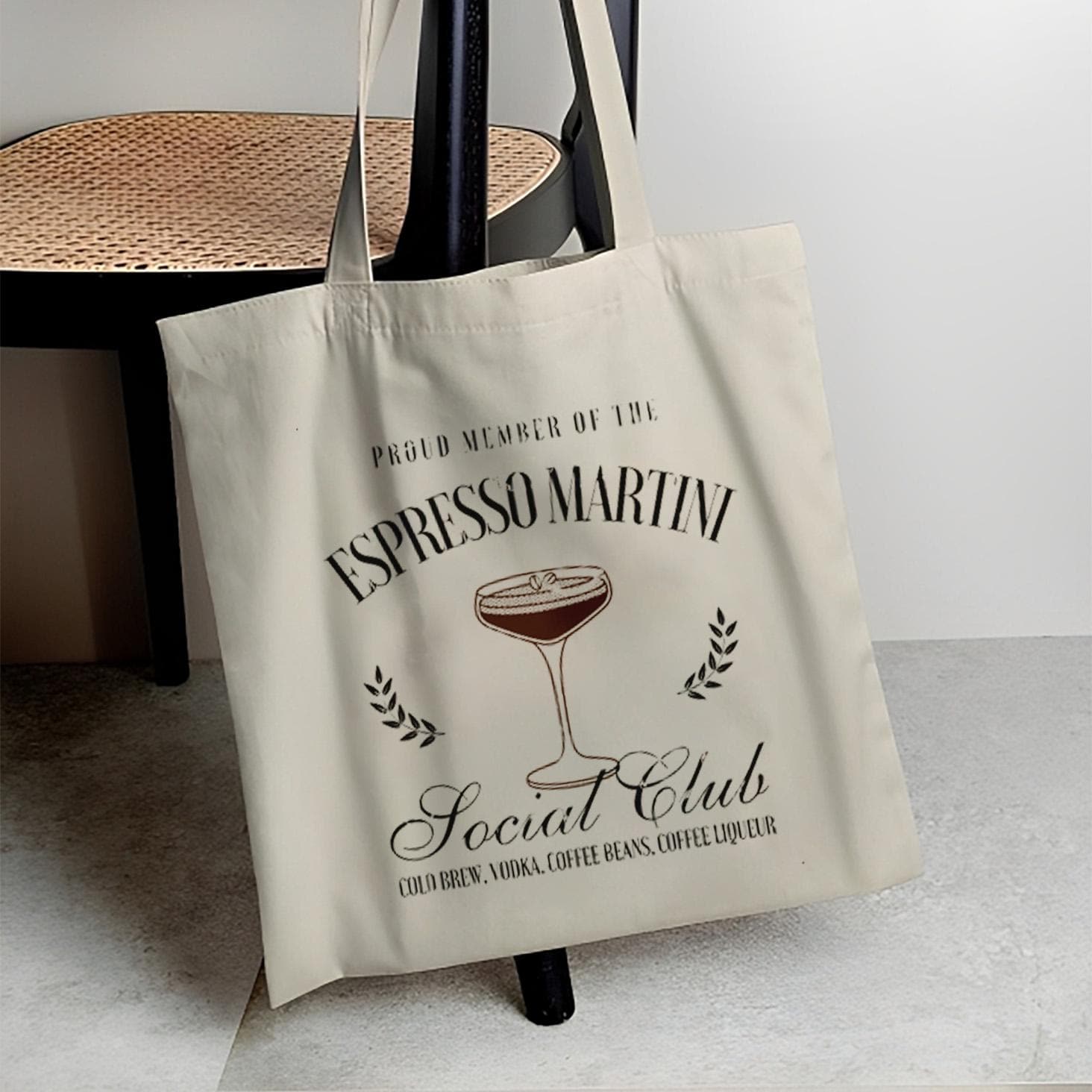 Espresso Martini Social Cocktail Club Holiday Funny Cotton Tote Bag ...