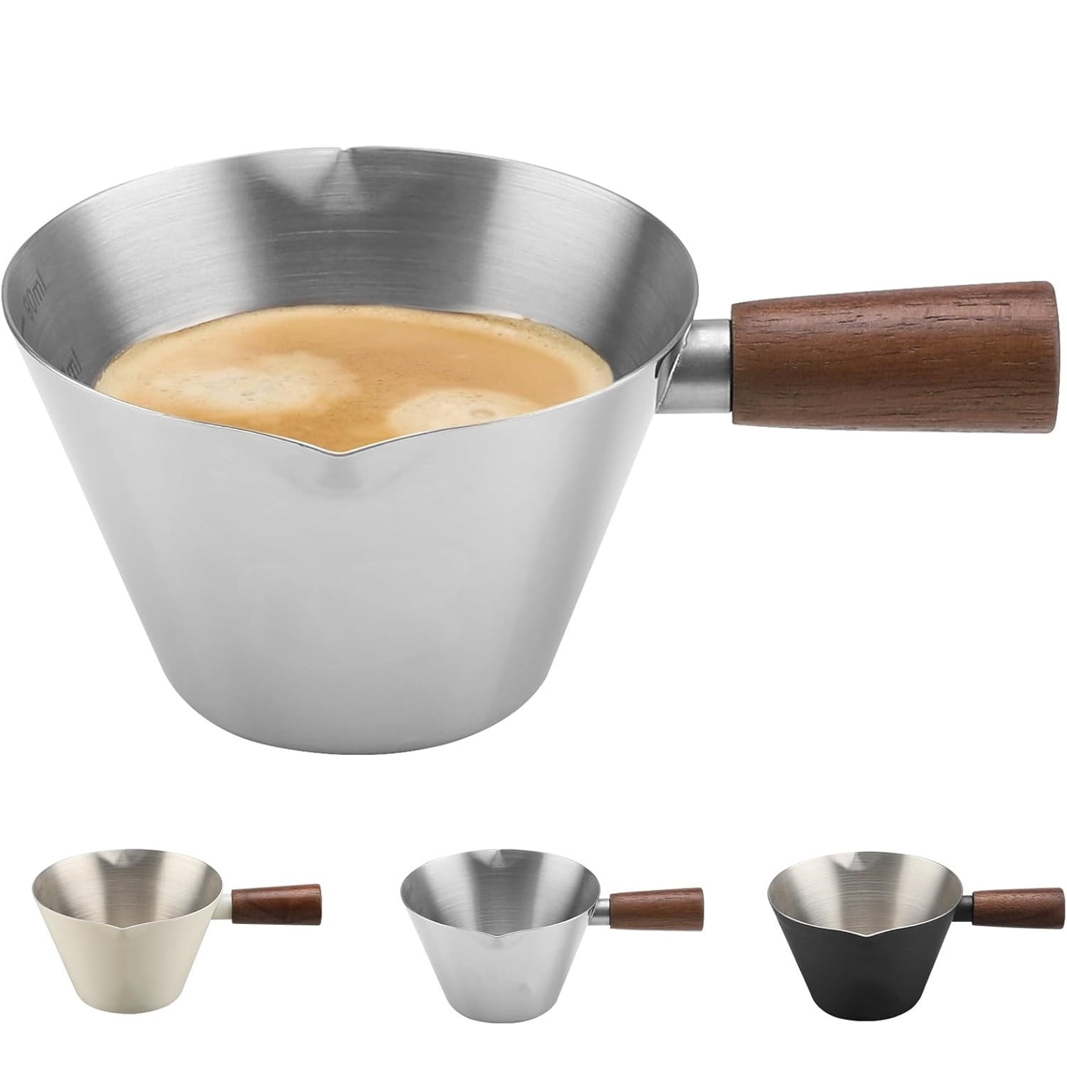 Espresso Measuring Cup, Stainless Steel Espresso Shot Cups with Wooden ...