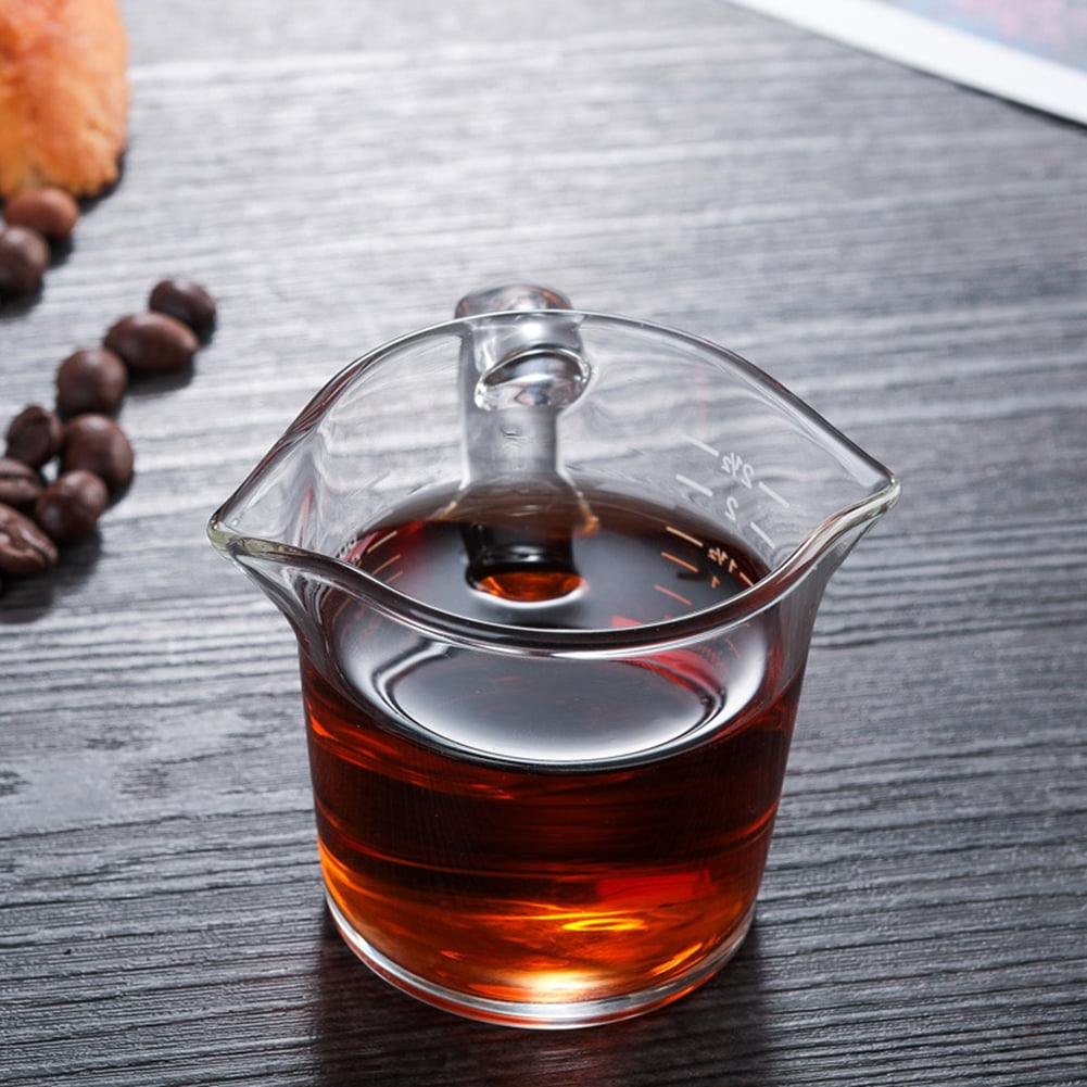 Espresso Measuring Glass Cup, 70ml Mini Double Spouts Shot Glass Cup ...