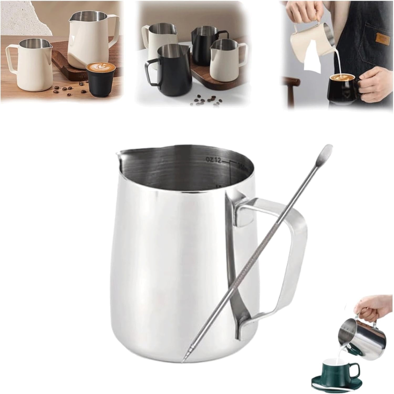 Espresso Milk Frother Cup, Frothing Pitchers for Steamer, Scale ...