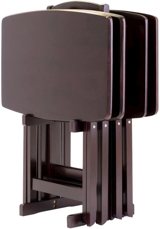 Espresso Oversized Snack Tables – Set of 4 TV Trays with Stand – Sturdy ...