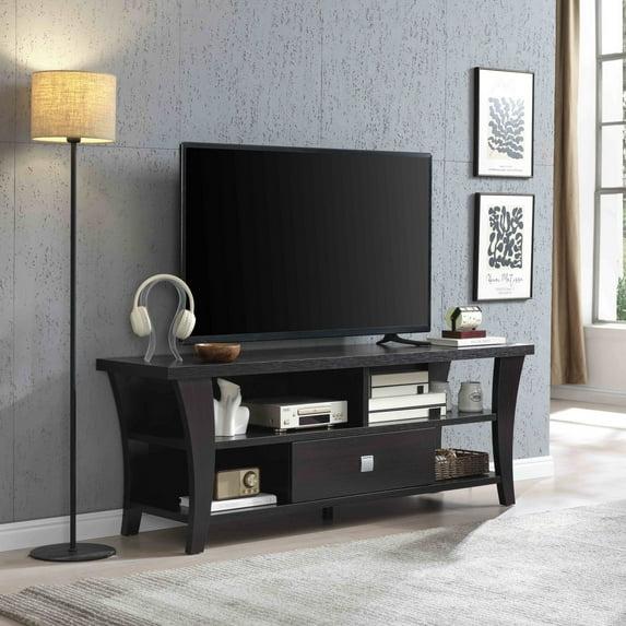 Espresso Particle Board + MDF TV Stand with Curved Legs | Whimsical ...