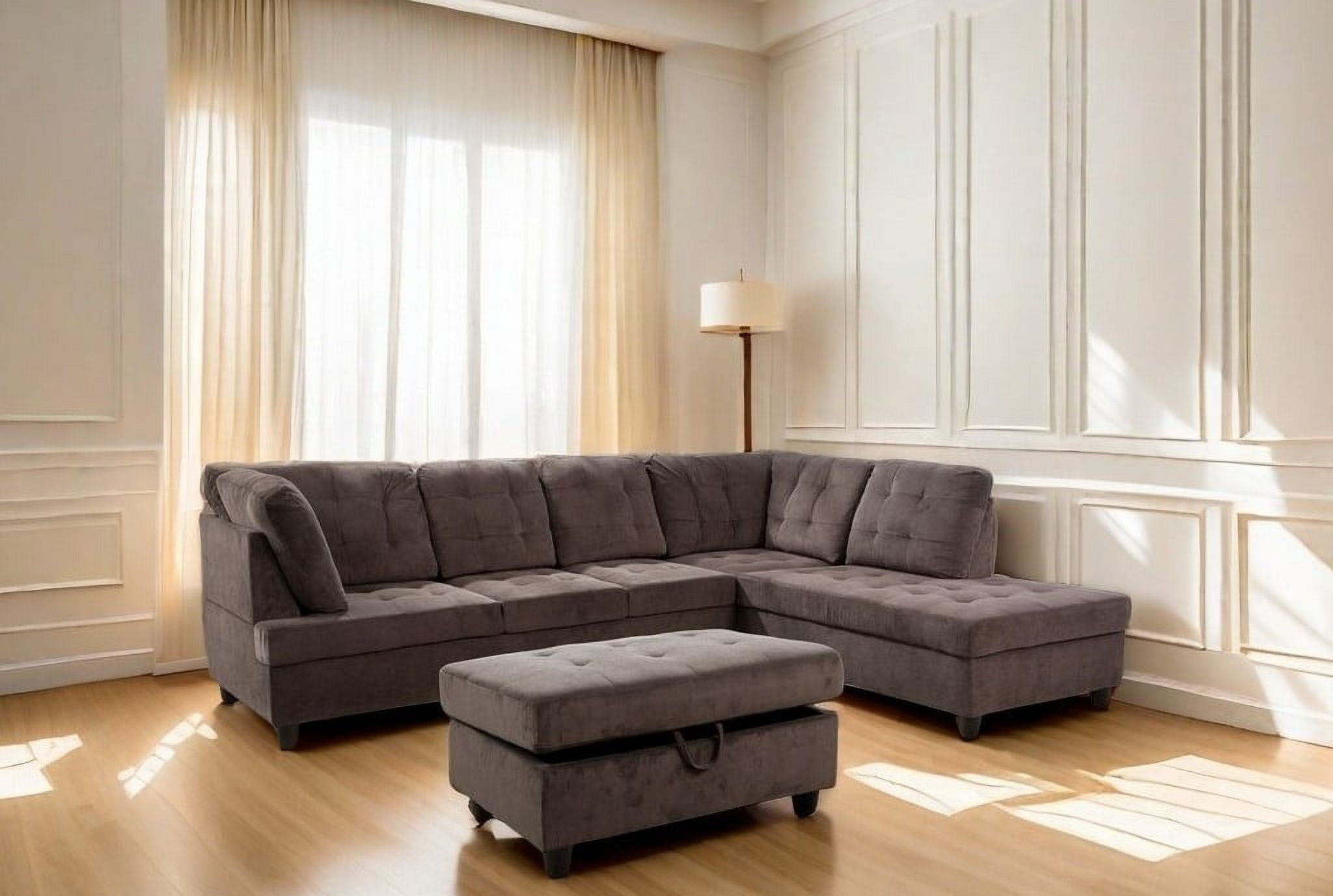 Espresso Pineapple Velvet 3-Piece Couch Living Room Sofa Set(left ...