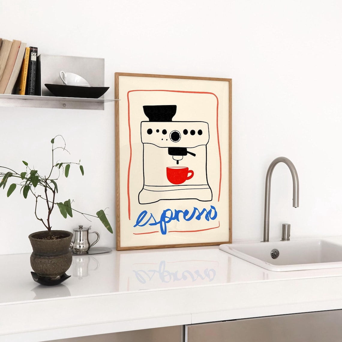 Espresso Print, Modern Kitchen Art, Hand Drawn Print, Italian Coffee ...