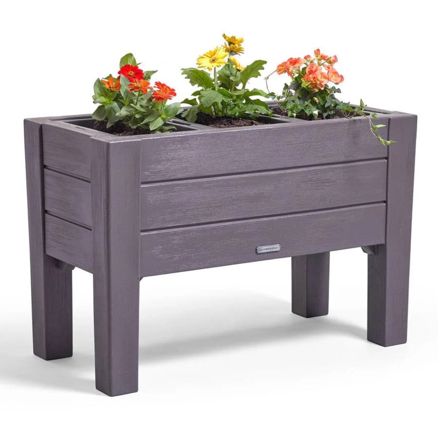 Espresso Rectangular Plastic Raised Garden Bed Planter Box with ...