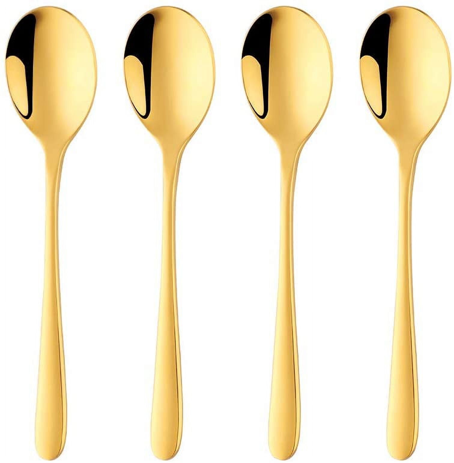 Espresso Spoons, 18/8 Stainless Steel Gold Teaspoon Round Mini Coffee ...