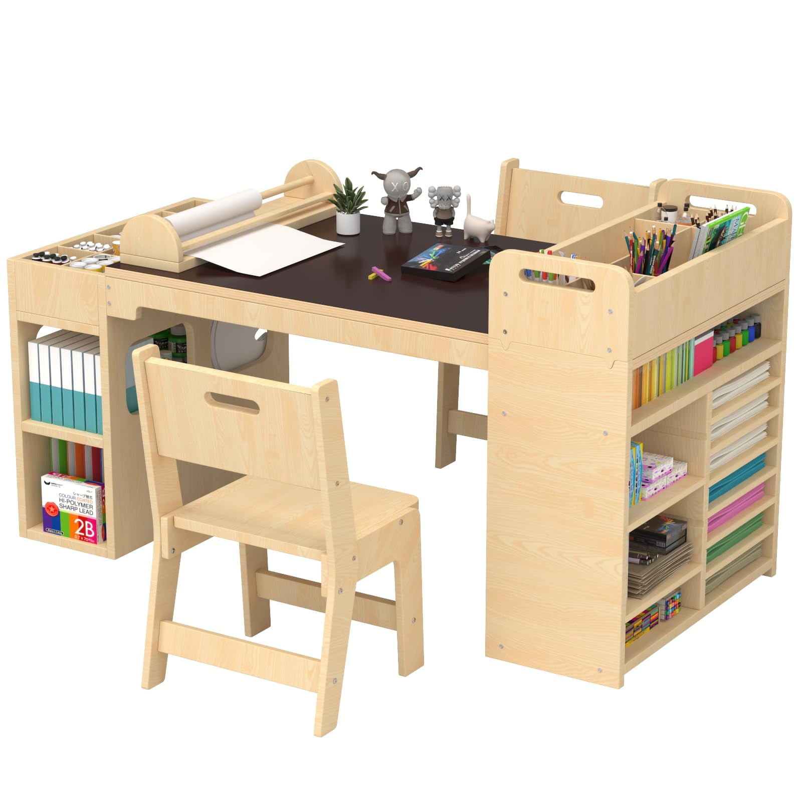 Espresso Surface 50.4inx 24in Kids Craft Table with Portable Supply ...