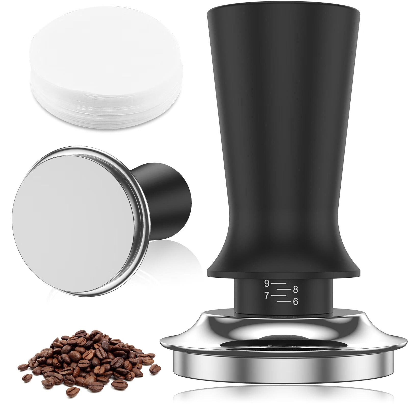 Espresso Tamper Calibrated Coffee Tamper with 200 Pcs Filters Stainless ...