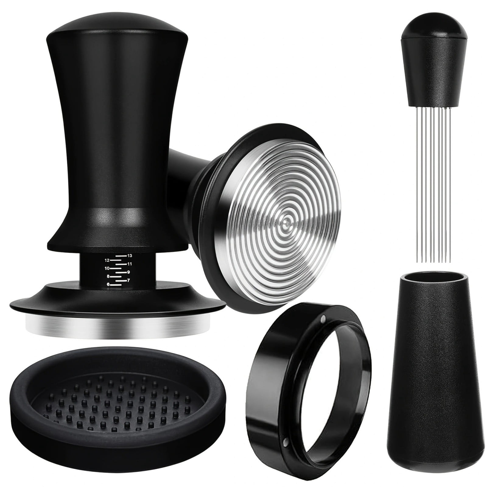 Espresso Tamper Set 51mm 53mm 58mm with WDT Tool, Magnetic Dosing ...