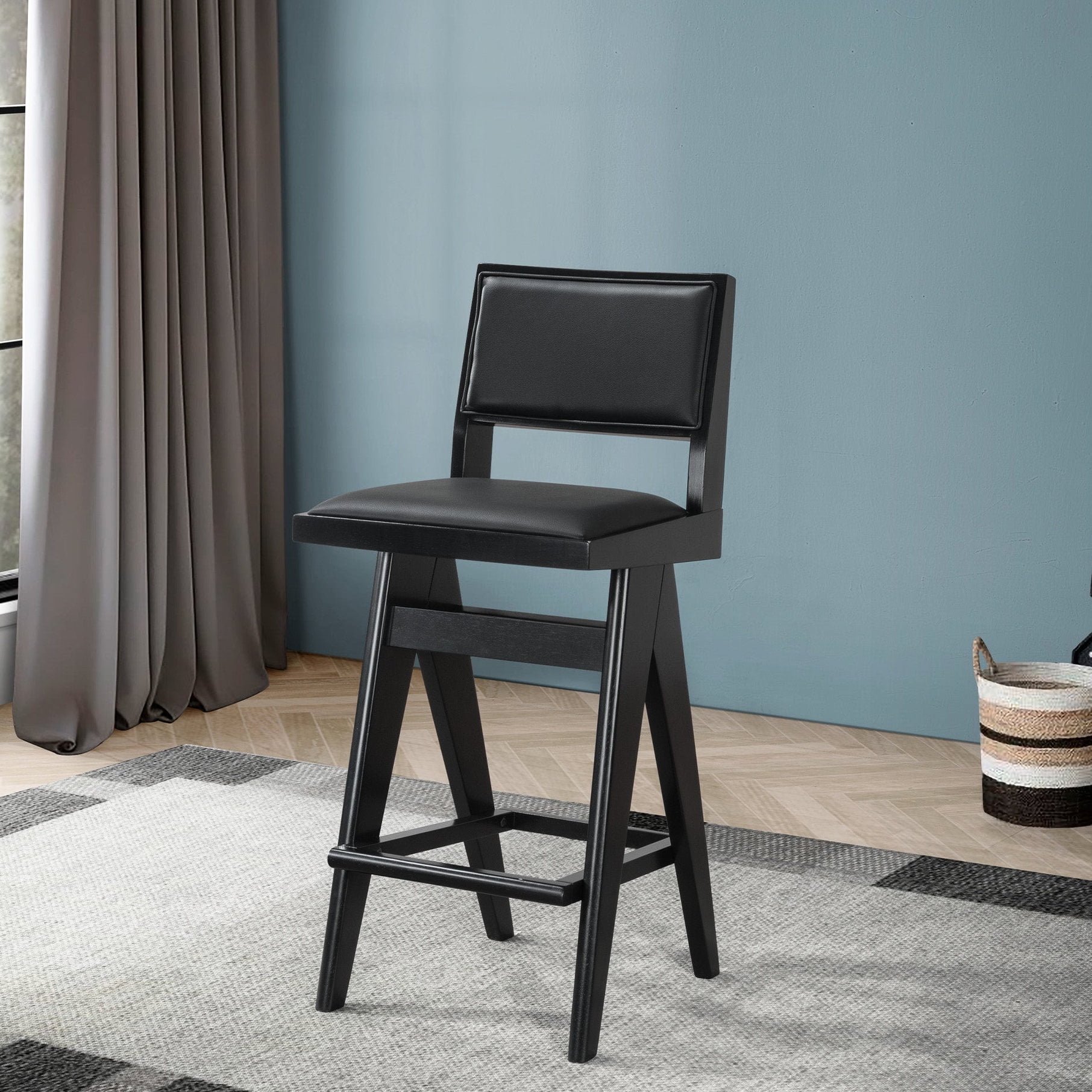 Espresso Teak Wood Bar Stool+Foam Filled” - “Dining Area Use+Cozy ...