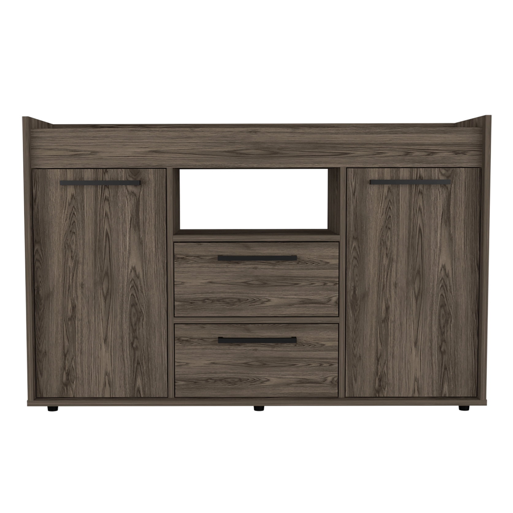 Espresso Two-Door Cabinet with Drawers / Ideal Living Room Storage Unit ...