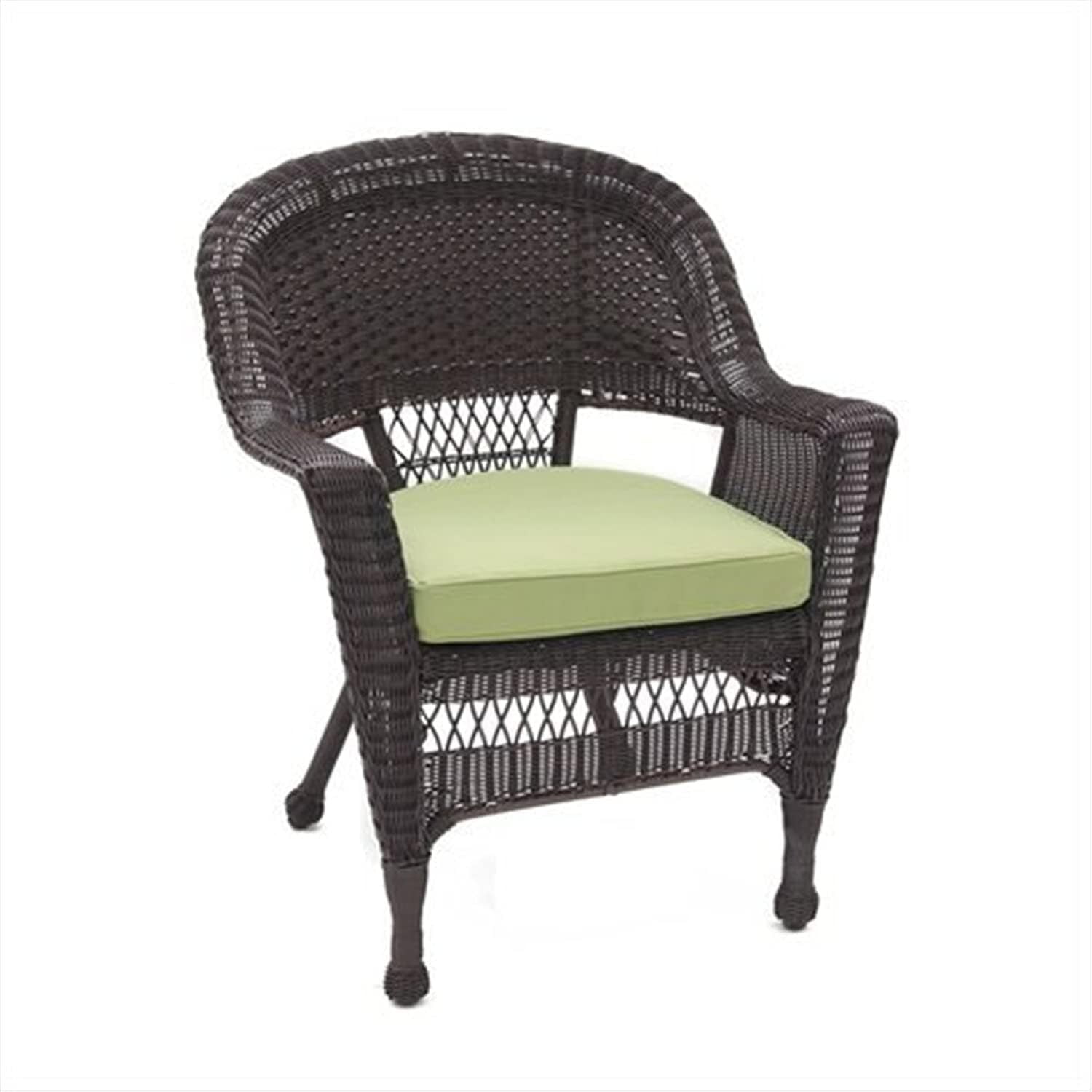 Jeco Espresso Wicker Chair With Sage Green Cushion - Walmart.com