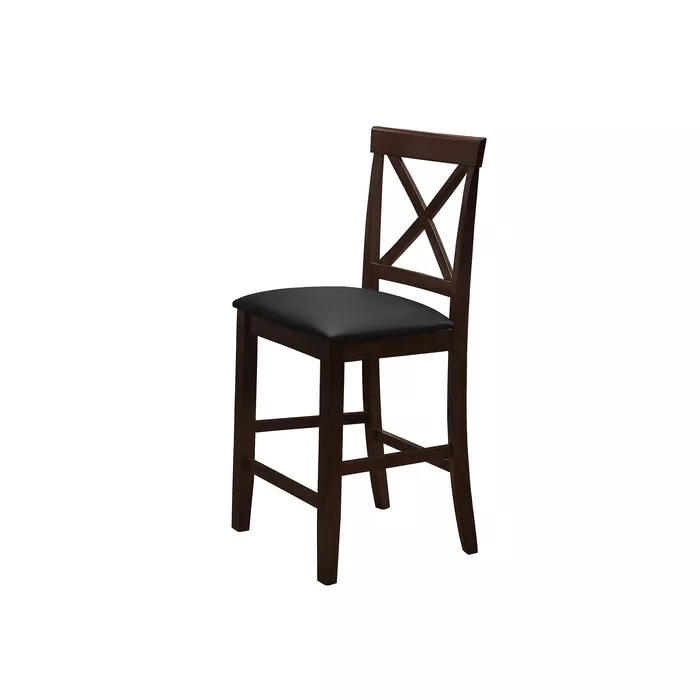 Espresso Wood Counter Dining Chair Set of 2, X-Back Side Chair w/ Seat ...
