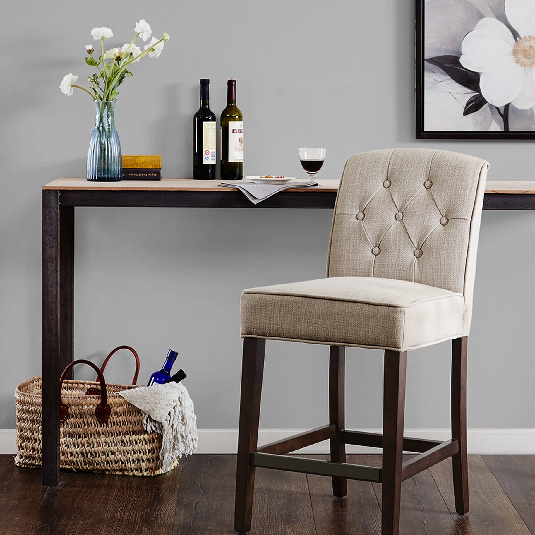 Espresso Wood and Polyester Fabric - Kitchen Island for a Refined Look ...