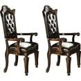 Espresso and Cherry Tufted Back Arm Chairs (2-Chair Set) | Stylish Faux ...