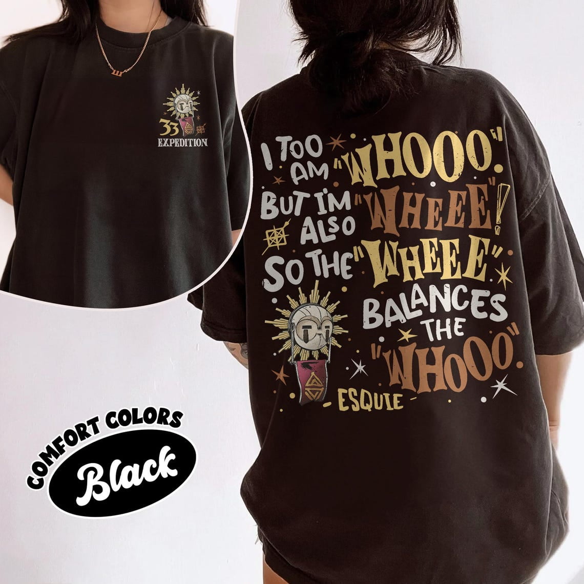 Esquie Expedition 33 Double-Sided Graphic T-Shirt, Fantasy RPG Gamer ...