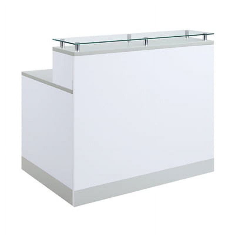 Esquire Glass Top Reception Desk 48"W x 32"D White Laminate/Silver ...