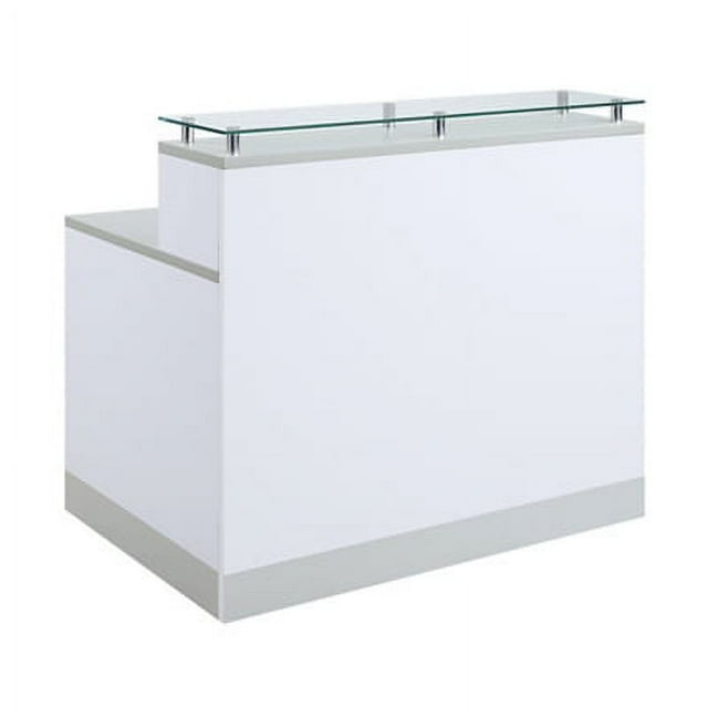 Esquire Glass Top Reception Desk 48"W x 32"D White Laminate/Silver ...