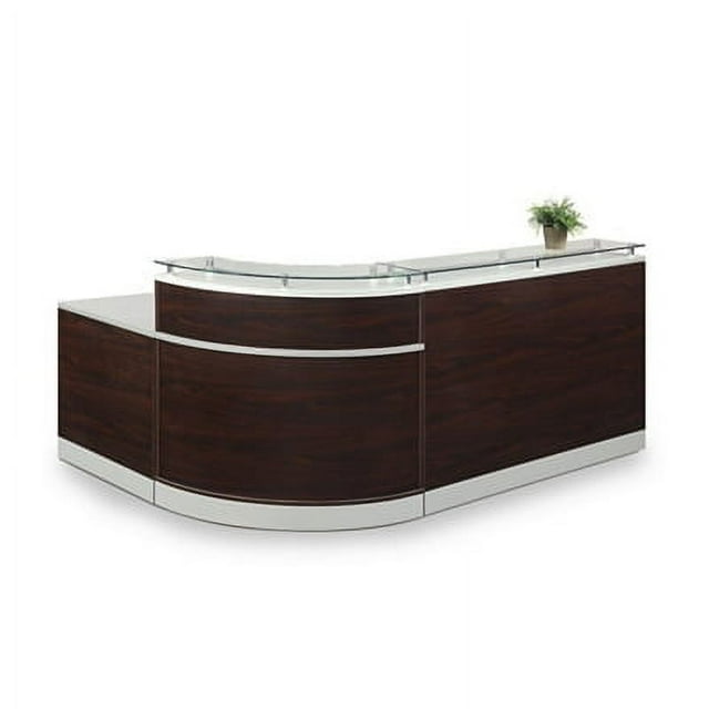"Esquire Modern Office Glass Top Reception Desk, 79""W x 63""D ...