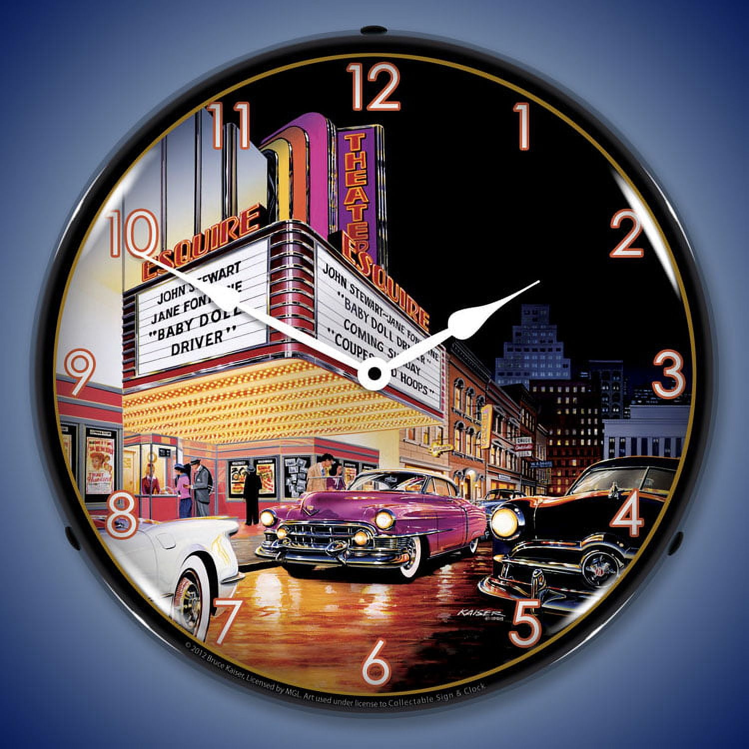 Esquire Theatre Wall Clocks, Lighted: Bruce Kaiser - Walmart.com