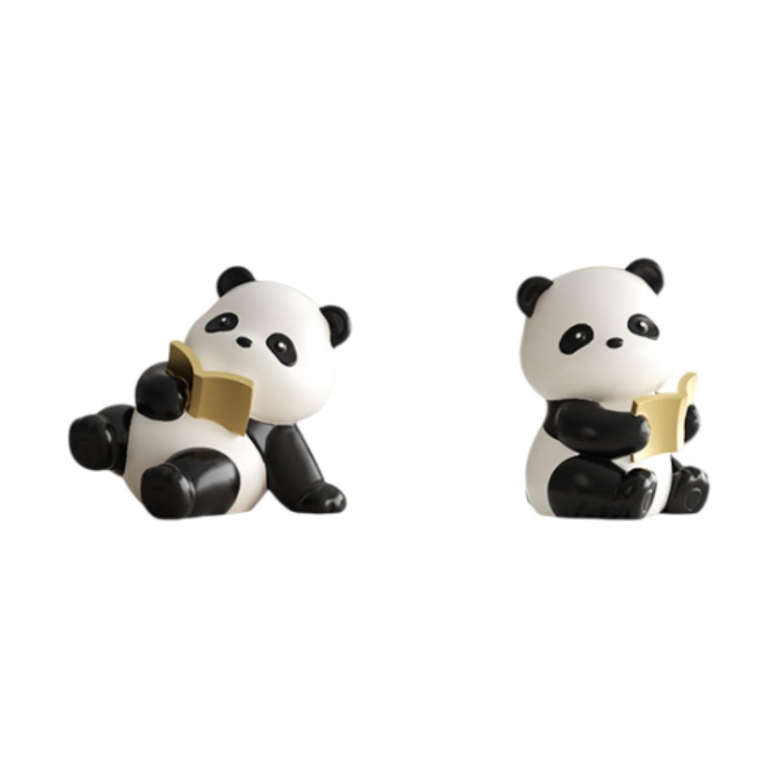 Esquirla 2 Pieces Panda Statues Animal Sculptures Bookends Collectible ...