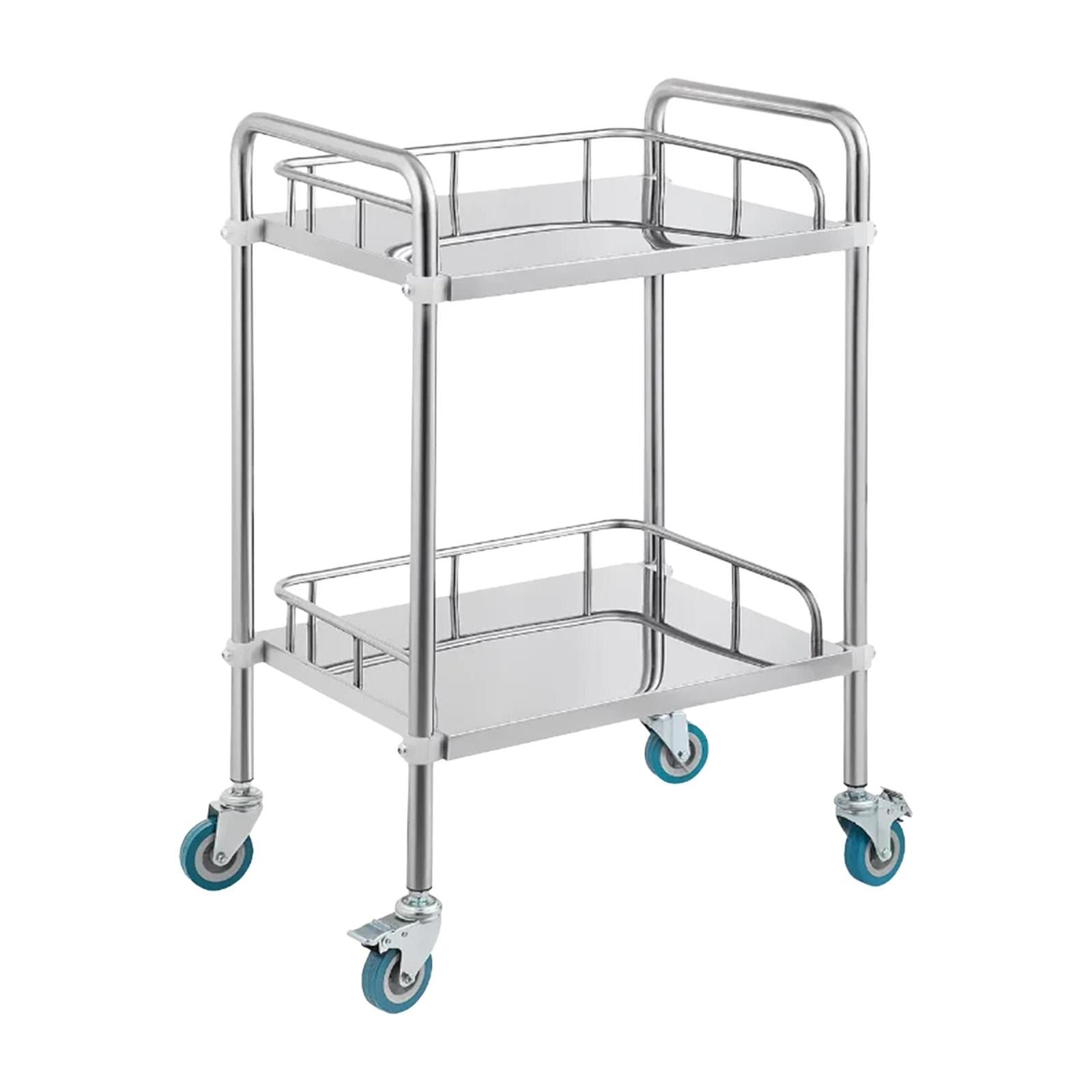 Esquirla 2 Shelf Lab Cart with Lockable Wheels, Utility Cart Stainless ...