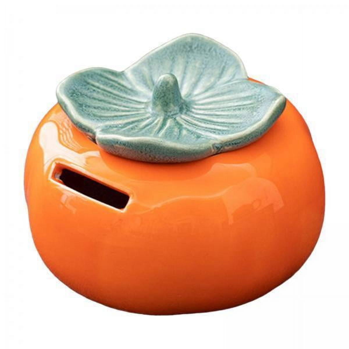 Esquirla 3xPersimmon Ceramic Jar Canister Orange Bank for Desk Living ...