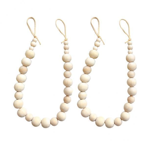 Esquirla 6xSet of 2 Wood Bead Curtain Tiebacks Boho Curtain Holdbacks ...