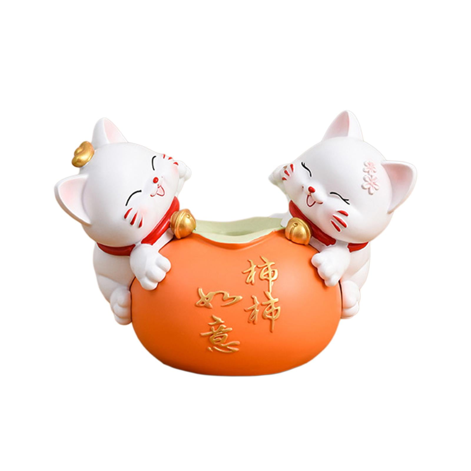 Esquirla Chinese Cat Statue Feng Shui Decoration Flower Arrangement ...