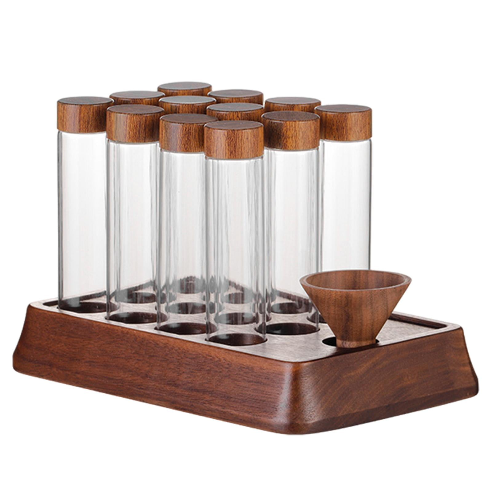 Esquirla Coffee Containers with Shelf, Coffee Glass Tubes with Wooden ...