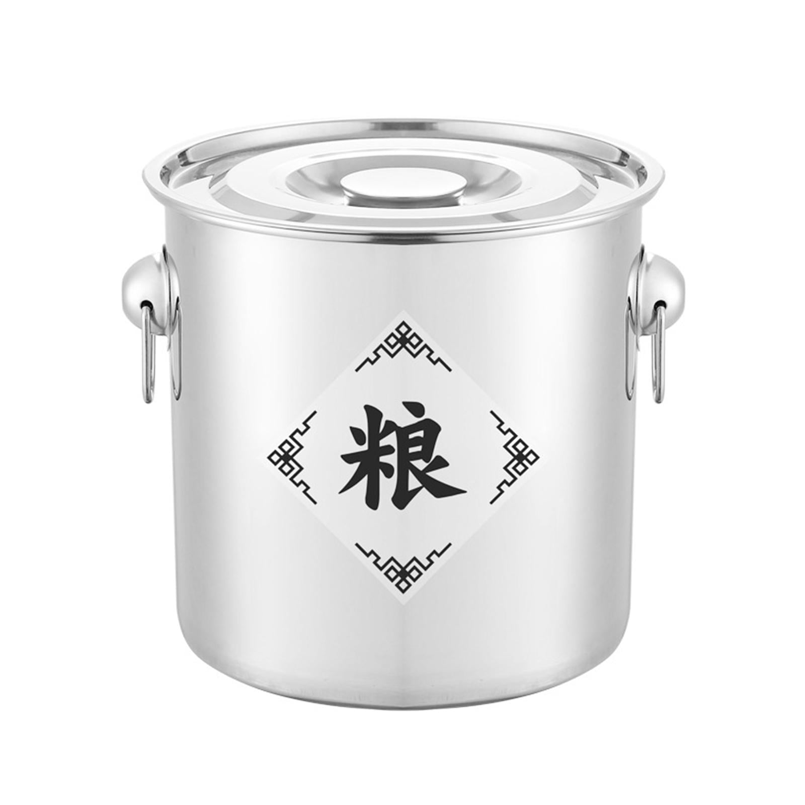 Esquirla Food Storage Bucket,Rice Bucket,Stainless Steel,Large,Round ...