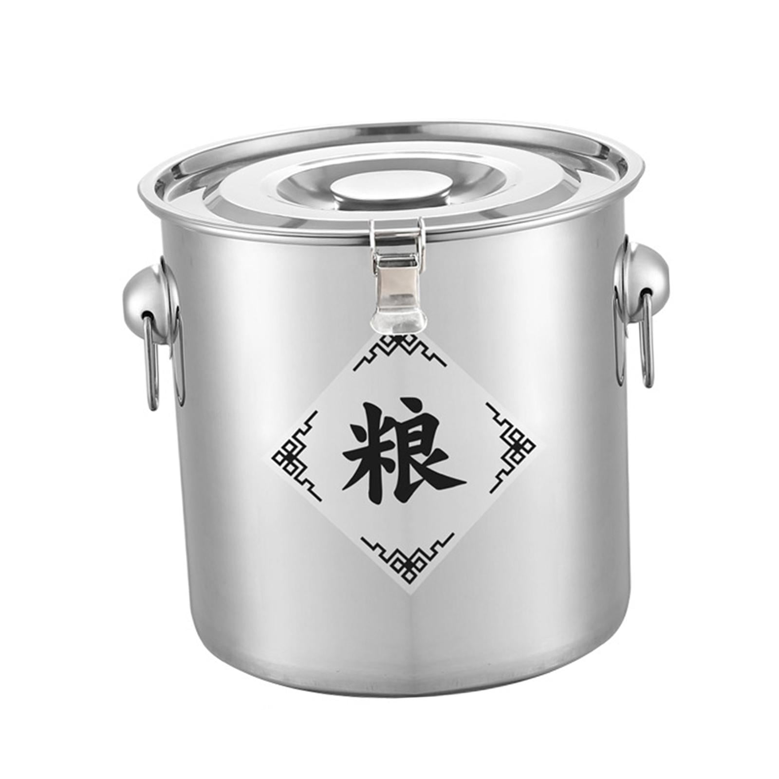 Esquirla Food Storage Bucket,Rice Bucket,Stainless Steel,Large,Round ...