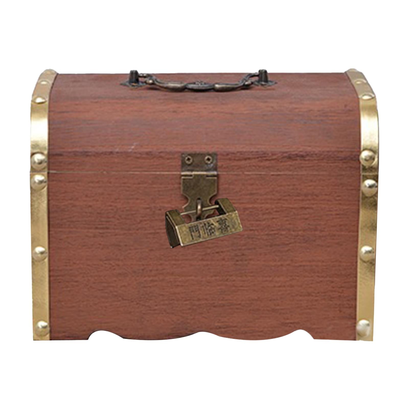Esquirla Piggy Bank Treasure Chest Decoration with Lock and Keys Wooden ...