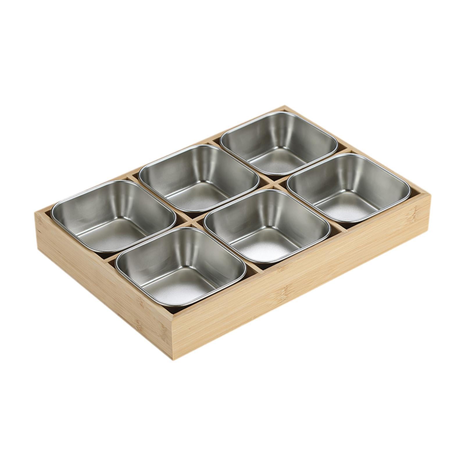 Esquirla Square Dishes with Wooden Tray Set Divided Small Serving Bowls ...