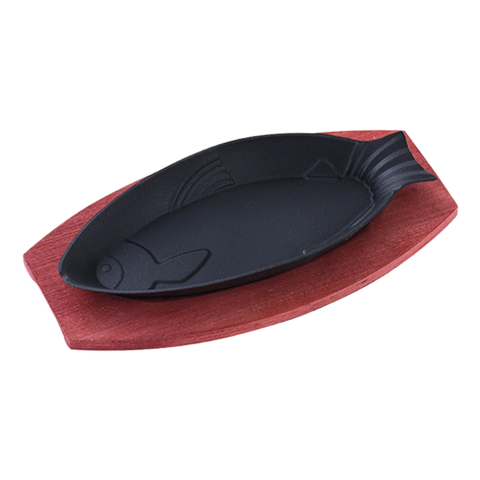 Esquirla Steak Fry Plate BBQ Grilling Pan Fish Shaped Baking Tools Cast ...