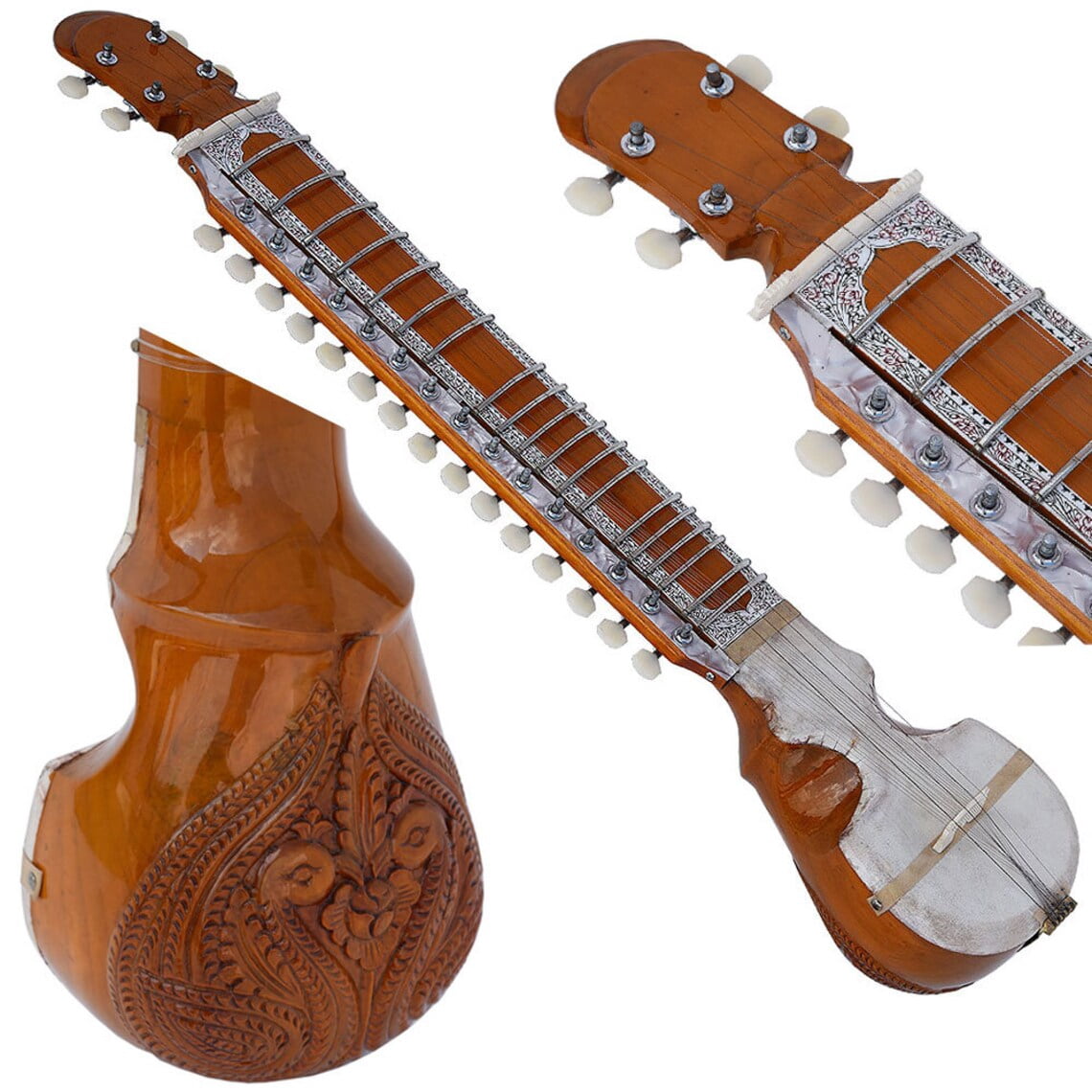 Esraj~4 Main~15 Sympathetic Strings~Tun Wood~With Bow and Hard Case ...