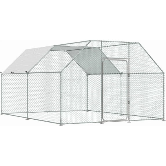 Esright Large Metal Chicken Coop Run for Yard with Cover, 13x10x6.4 FT ...