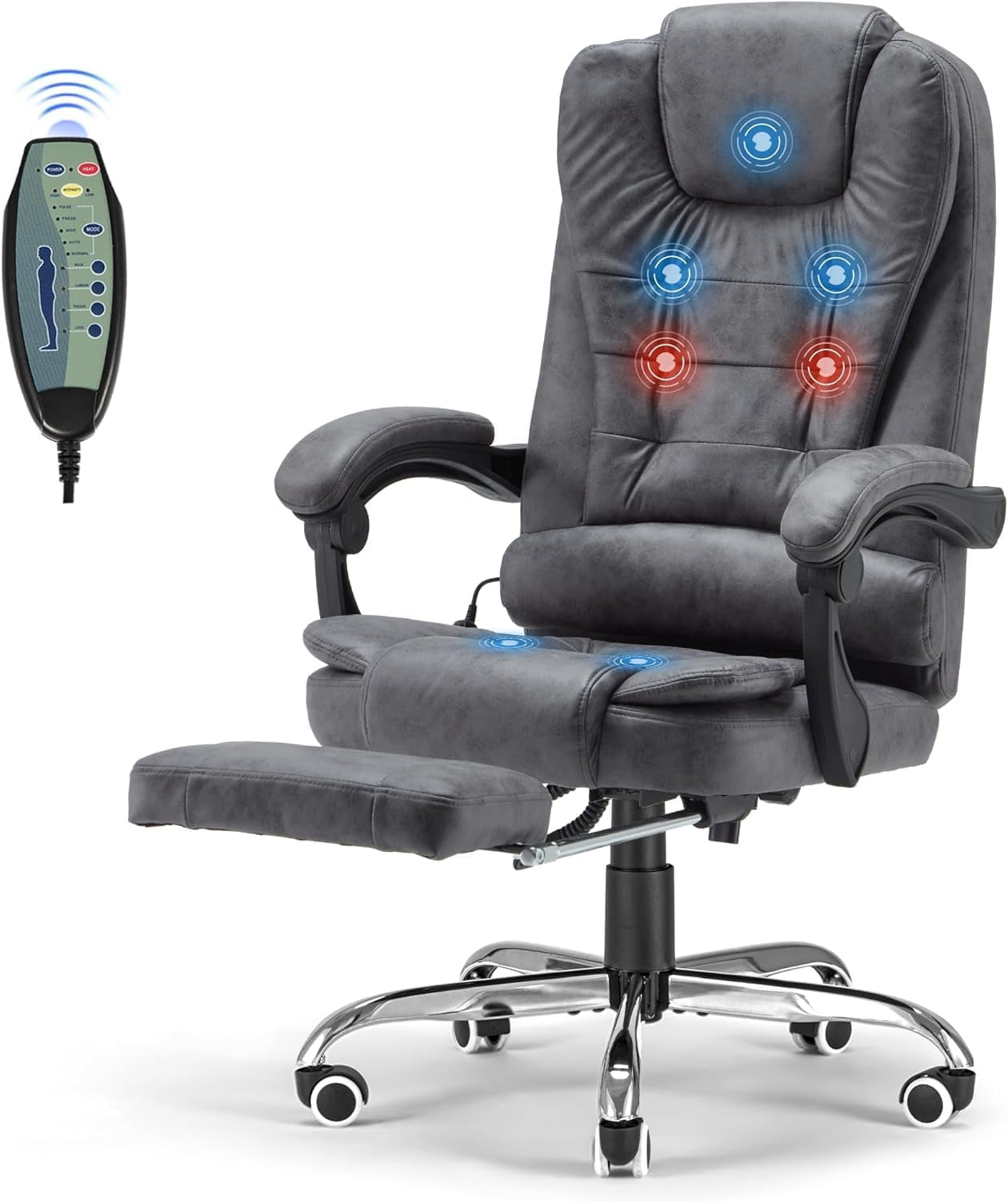 Esright Massage Office Chair with Footrest Heat Function Comfy ...