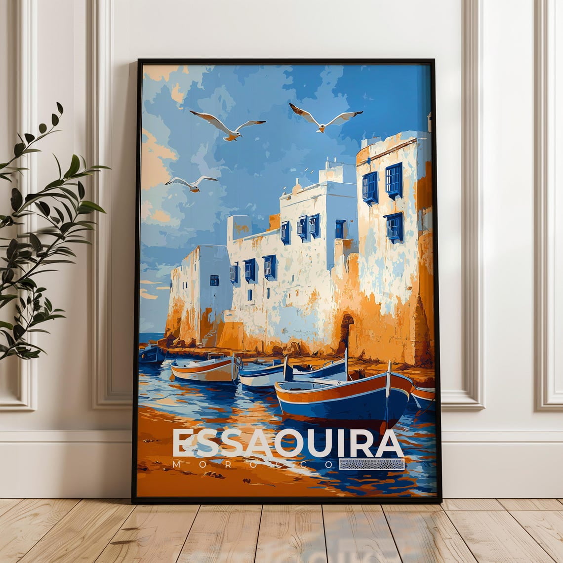 Essaouira Travel Print - Morocco Wall Art Poster, Arab Illustration ...
