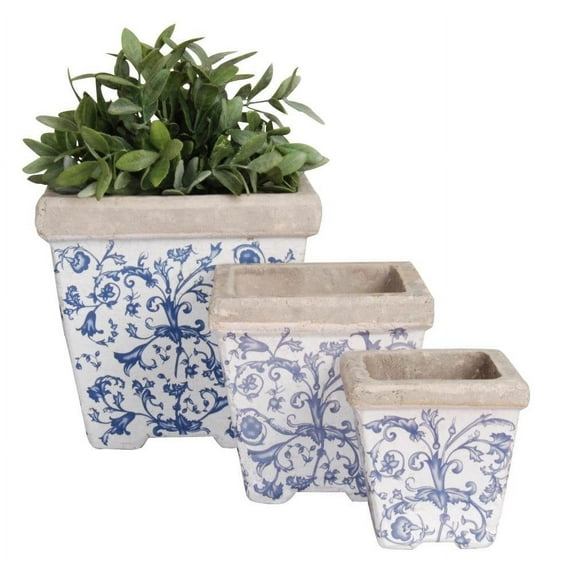 Esschert Design Aged Ceramic Square Nesting Pots - Set of 3 - Walmart.com