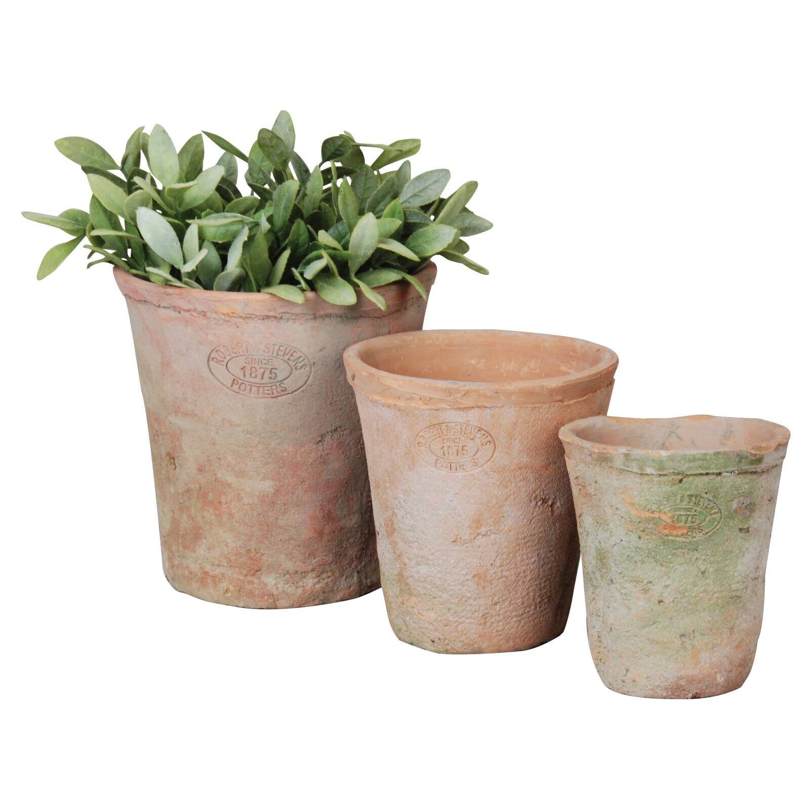 Esschert Design Aged Terracotta Round Pots - Set of 3 - Walmart.com