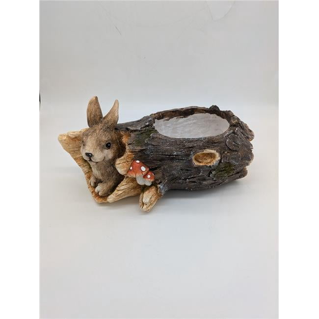 Esschert Design USPL020 Faux Wood Bunny in Log Planter - Walmart.com
