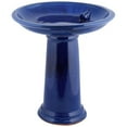 Esschert Design USA Ceramic Bird Bath on Pedestal with Bird, Teal ...