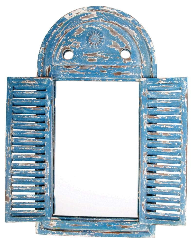 Esschert Design WD13 Mirror Louvre Distressed, Blue Finish - Walmart.com